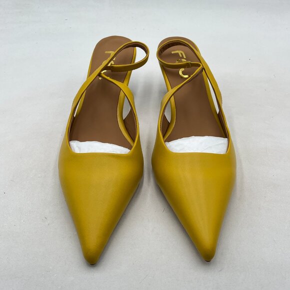 FSJ | Shoes | Fsj Yellow Kitten Heel Slingback Sandal Pointy Toe Sexy Pumps Dress Shoes | Poshmark